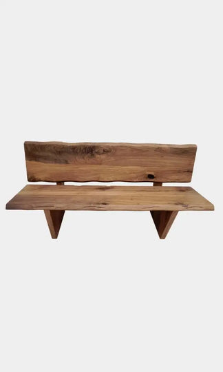 Unfinished wood bench with back store